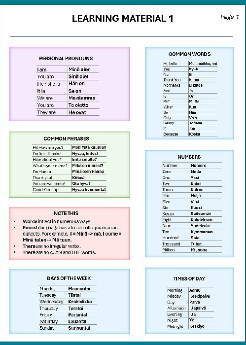 Free material - Learning material 1 :: languagesquickly
